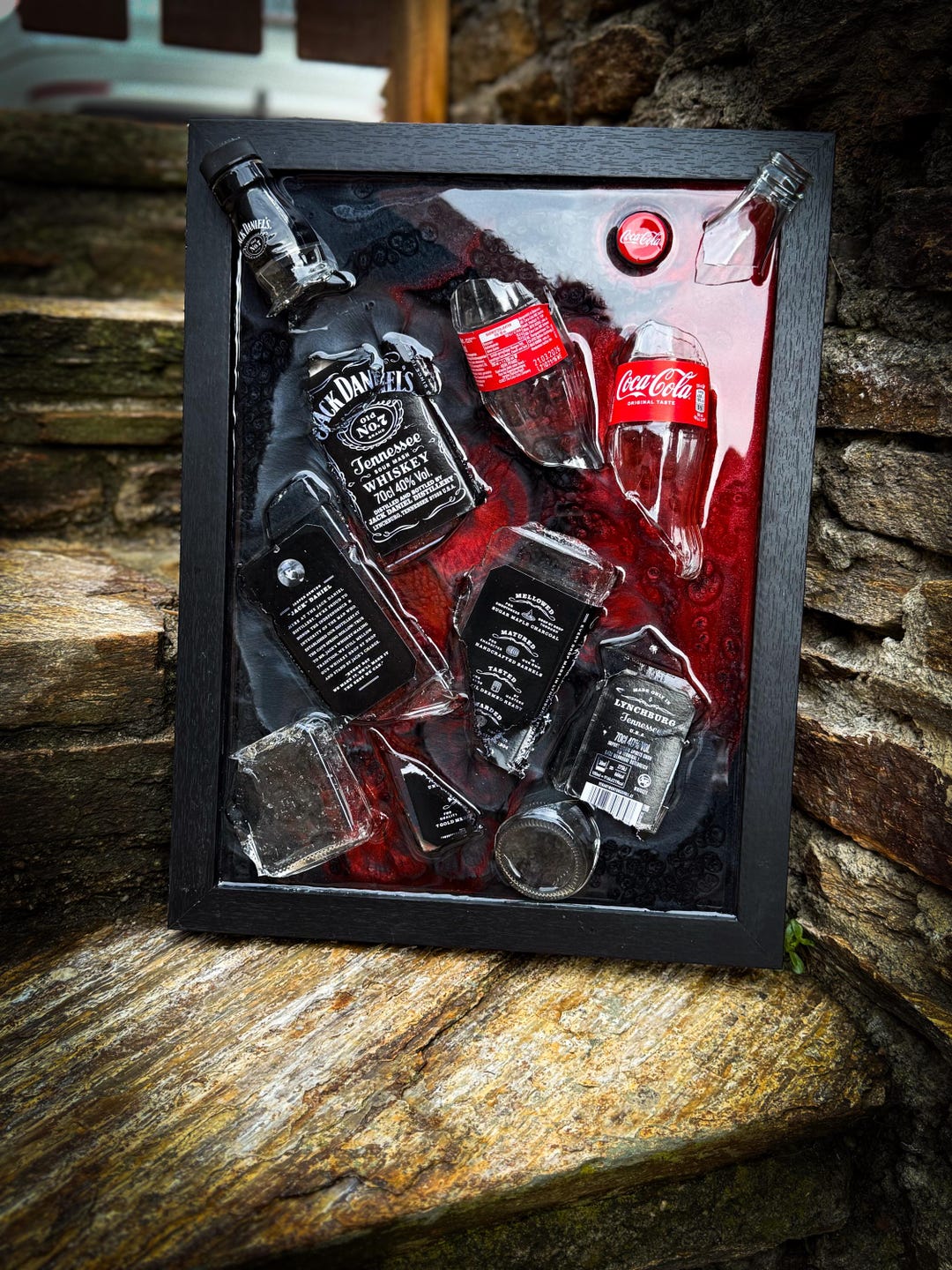 Jack Daniel's X Coca-cola | Broken Bottle Art - Etsy UK