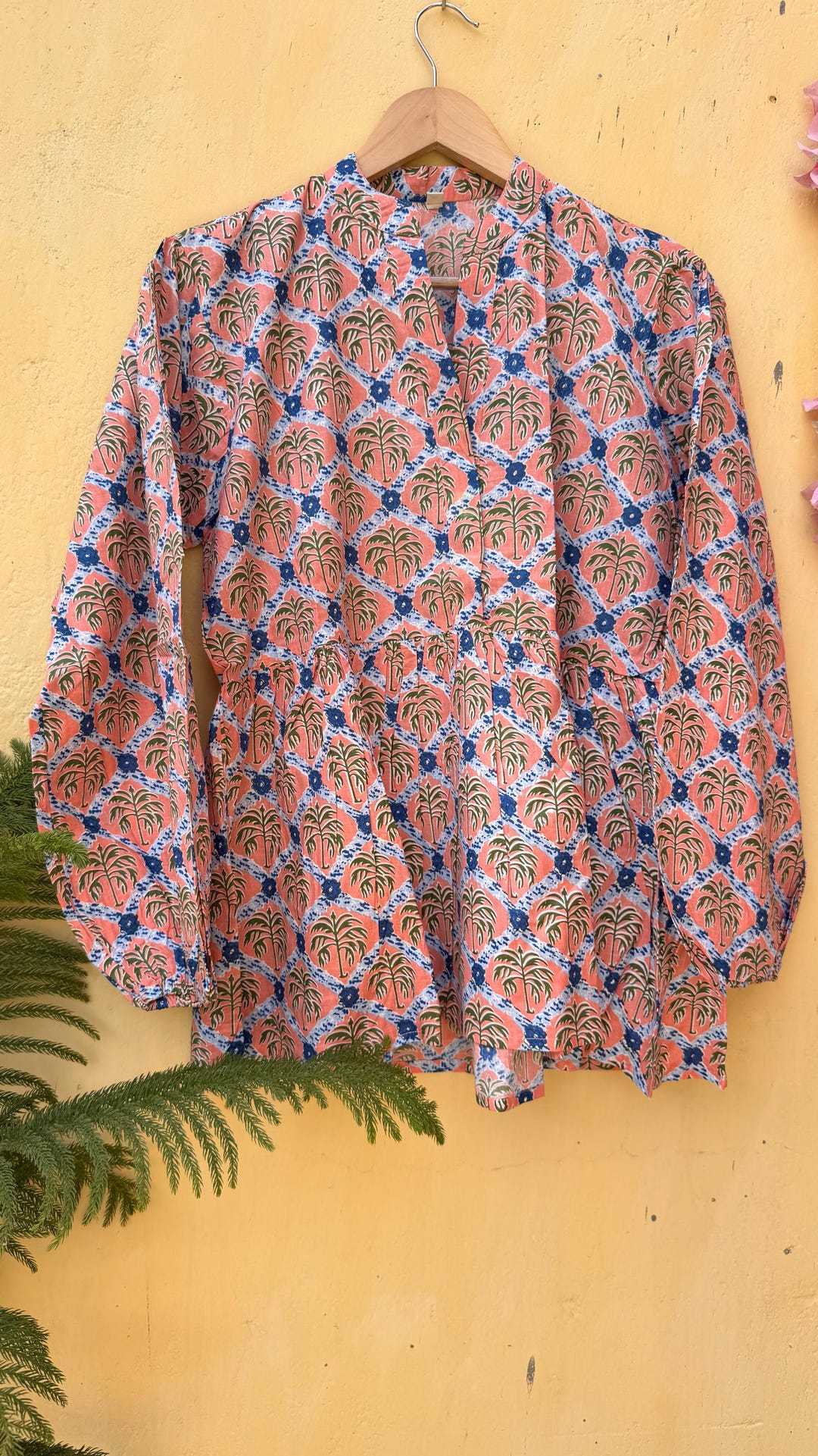 Earthy Floral Cotton Blouse | Bagru Block Print, Bohemian Top - Etsy