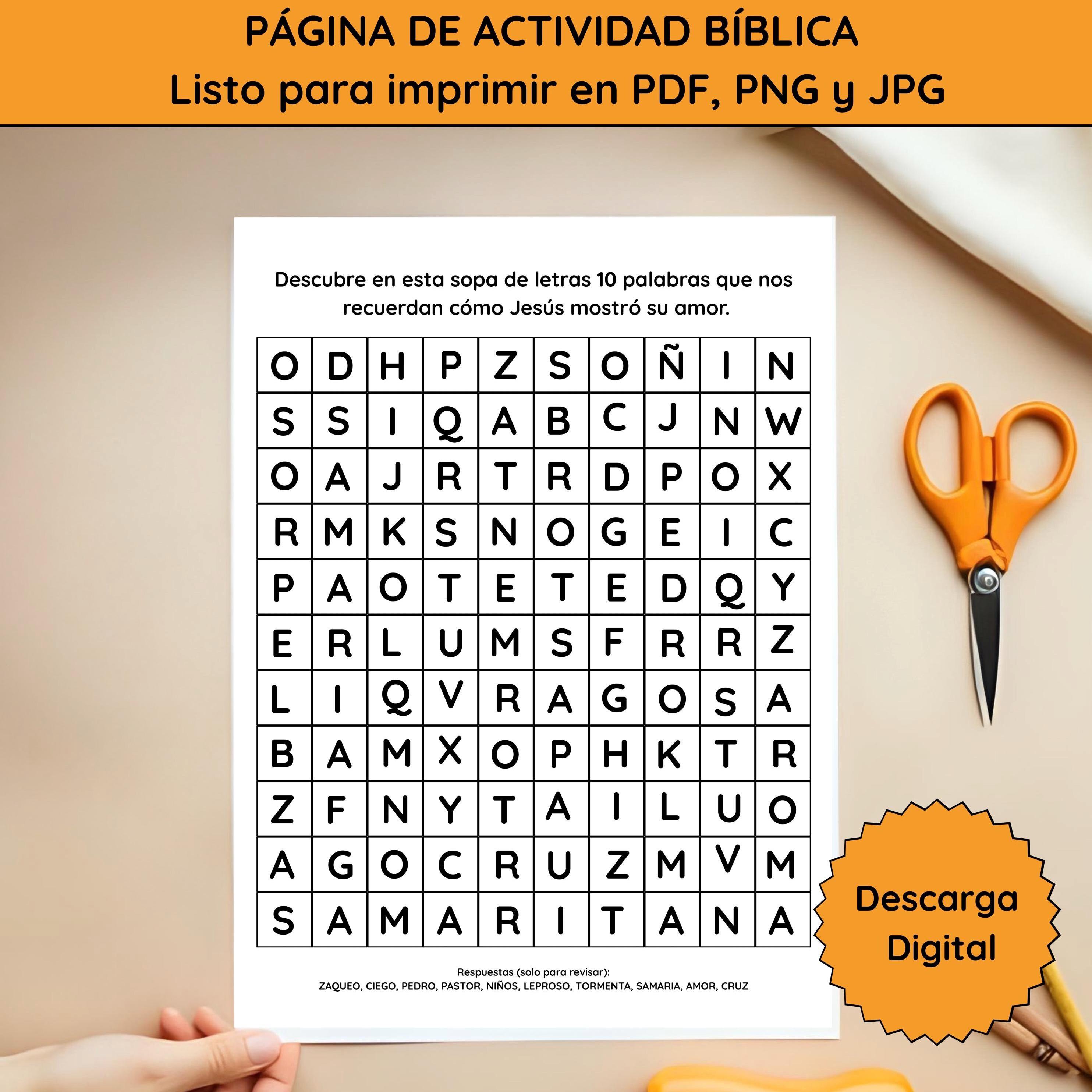 Sopa De Letras Bíblica Jesús Mostró Su Amor | Actividad Cristiana Para ...