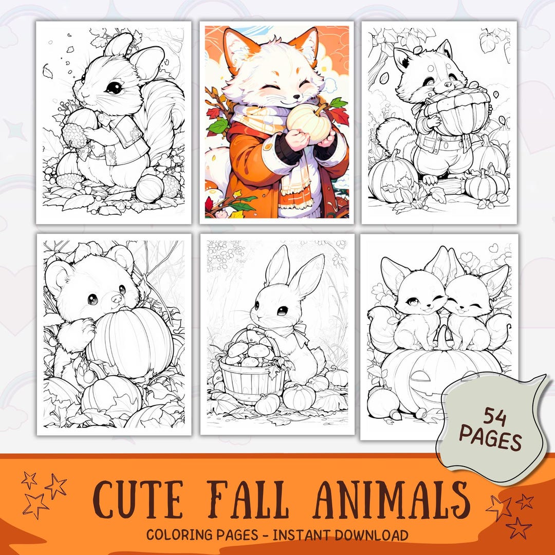 Cute Fall Animals Coloring Book – Fall Woodland Animal Coloring Pages ...