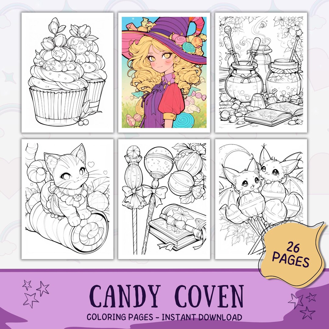 Candy Coven Coloring Book | Magical Witch & Candy Theme, Printable ...