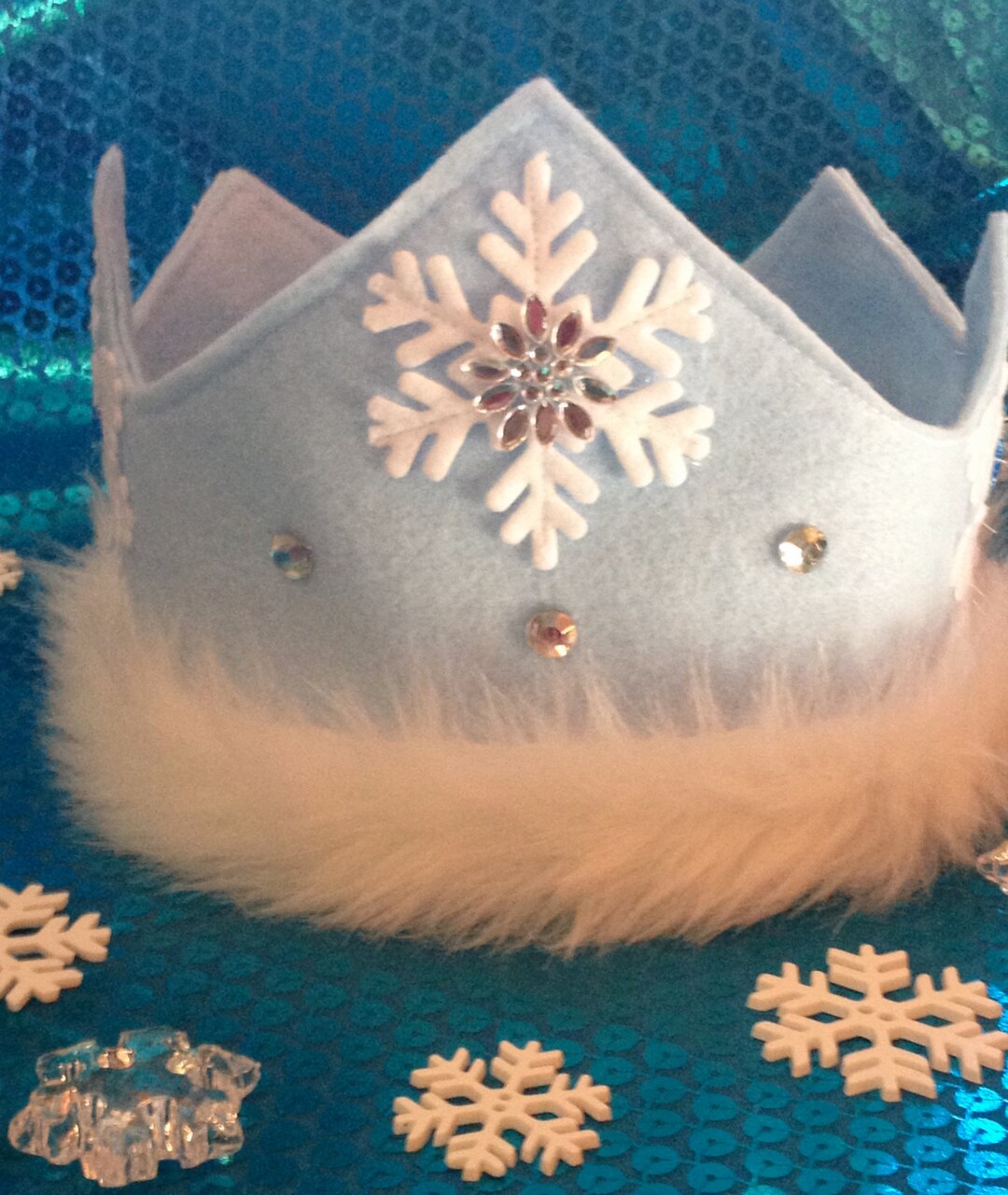 Princess Tiara Crown,felt Crown,ice Princess,white Ice Queen - Etsy