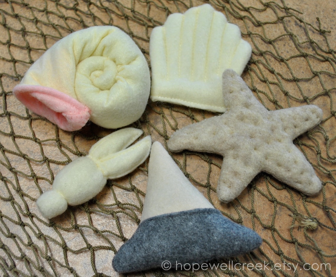 Kids Felt Sea Shells Star Fish and Sharks Tooth | Etsy