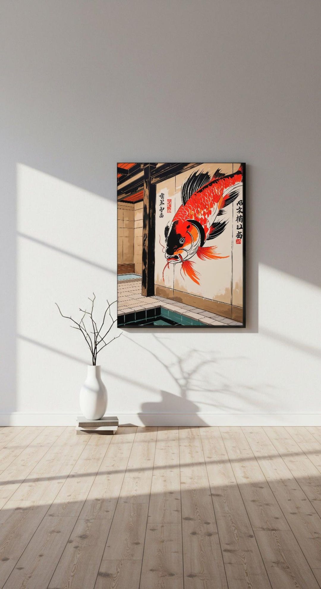 Canva AI Art Japan - Japanese Hot Springs and Carp Motifs Japanese ...