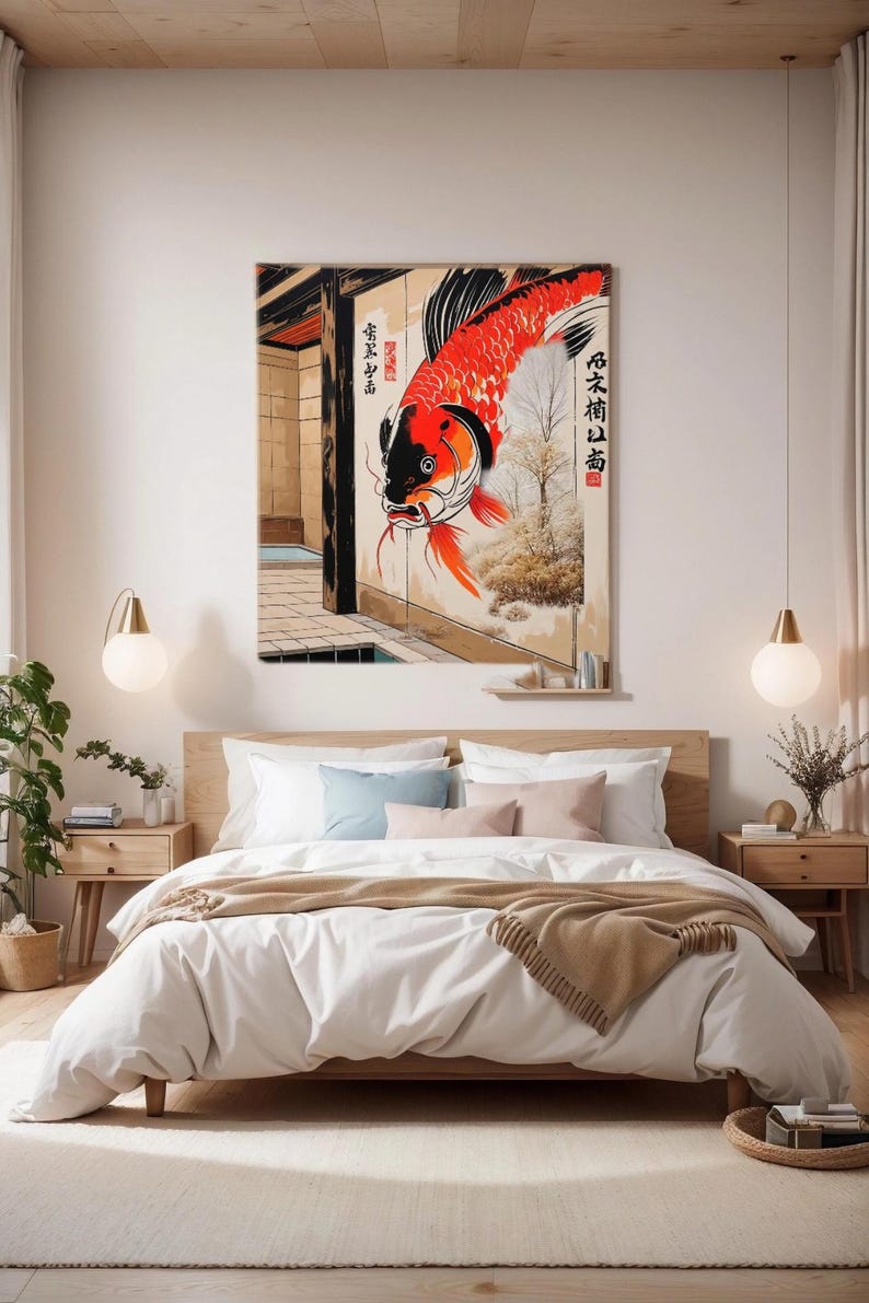 Canva AI Art Japan - Japanese Hot Springs and Carp Motifs Japanese ...