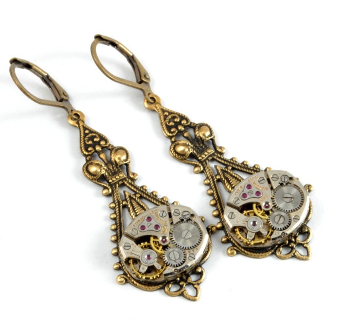 CLEARANCE SALE VICTORIAN Steampunk Earrings Steam Punk Vintage Watch ...