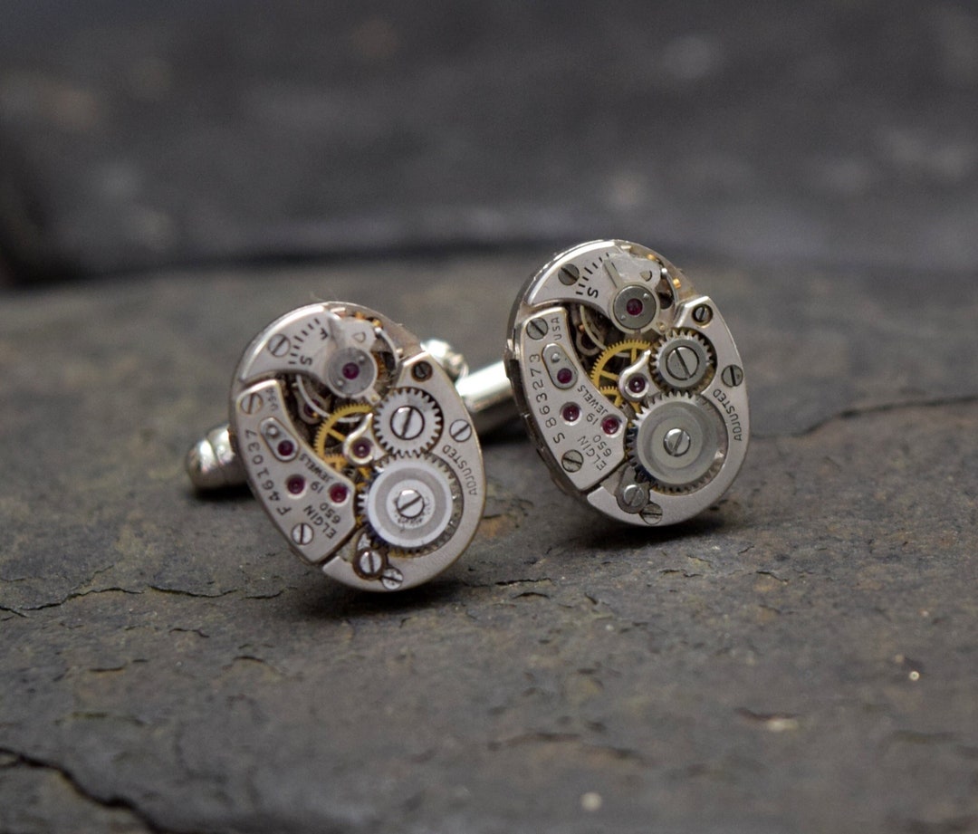 READY TO SHIP Steampunk Cufflinks Elgin, Steampunk Cuff Links, Soldered ...