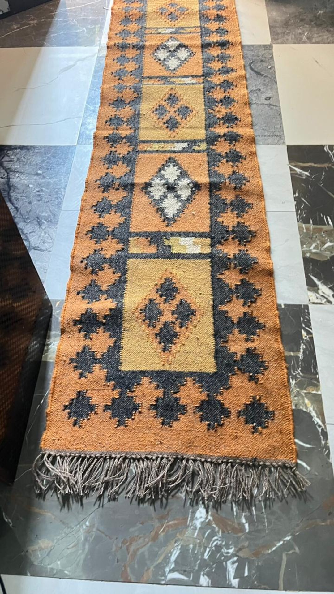 Handmade Kilim Stair Runner, Vintage Aztec Flatweave, Boho Hallway ...