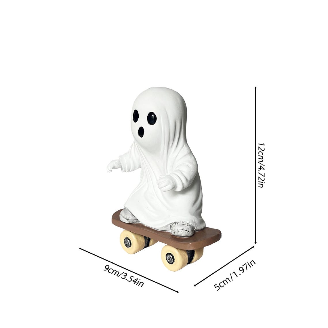 Skateboard Ghost, Cute Resin Ghost Skateboard Statue, Halloween Spooky ...
