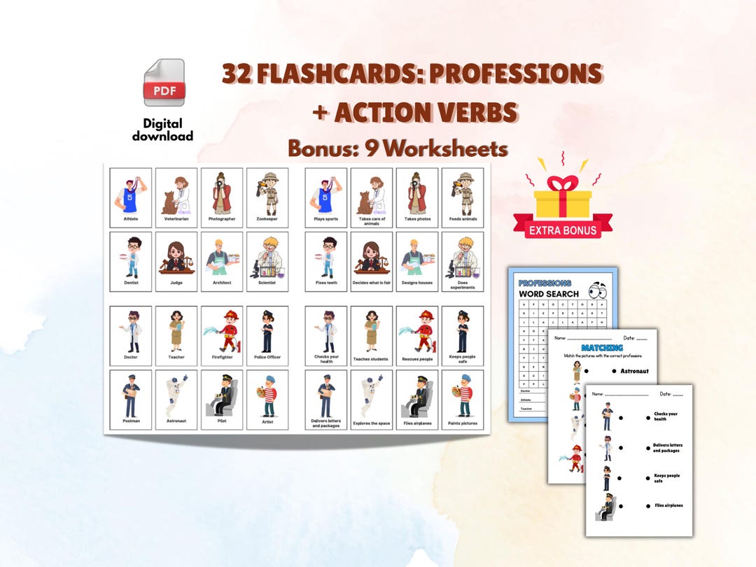 Professions Flashcards, Montessori Preschool Cards, Nomenclature Cards ...