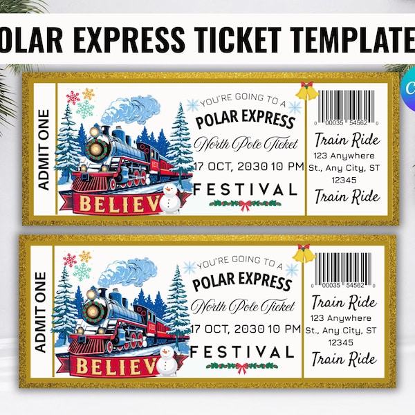 Polar Express Ticket Template Editable - Etsy