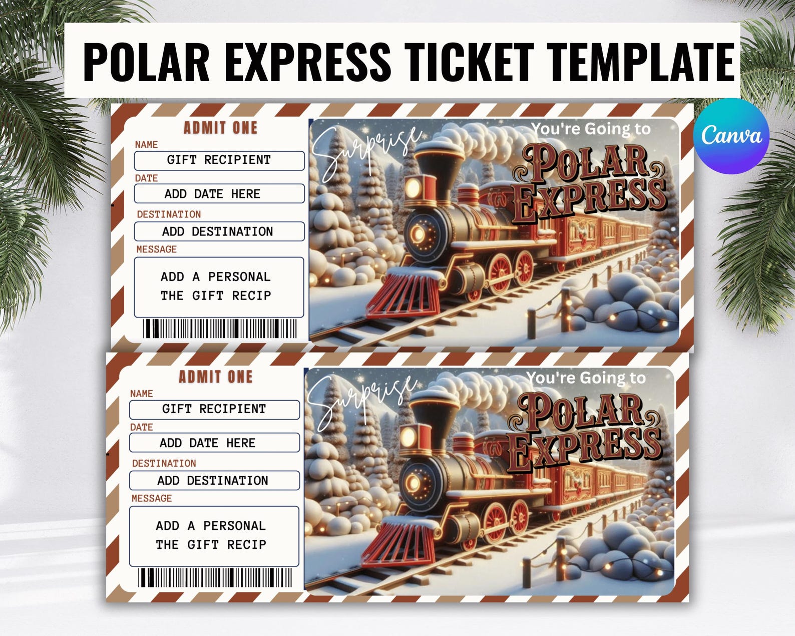 Polar Express Ticket Template Christmas Golden Train Pass – Printable ...