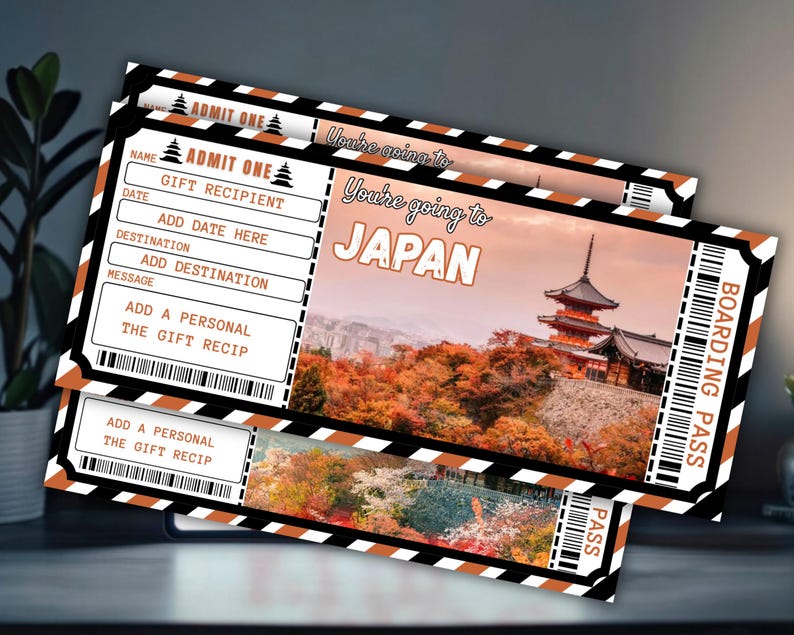 Japan Trip Boarding Pass Template, Editable Canva Boarding Pass Ticket ...