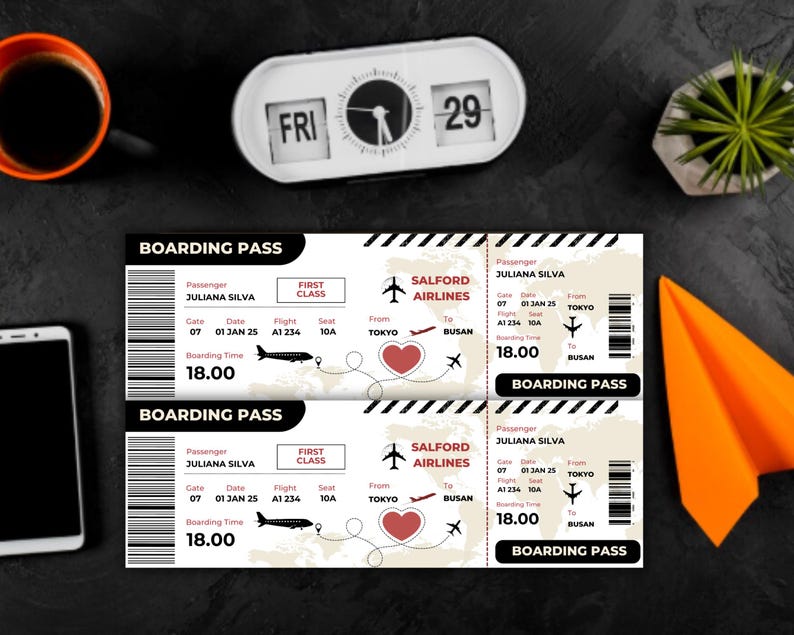 Editable Surprise Boarding Pass Template, Custom Travel Ticket, Trip ...