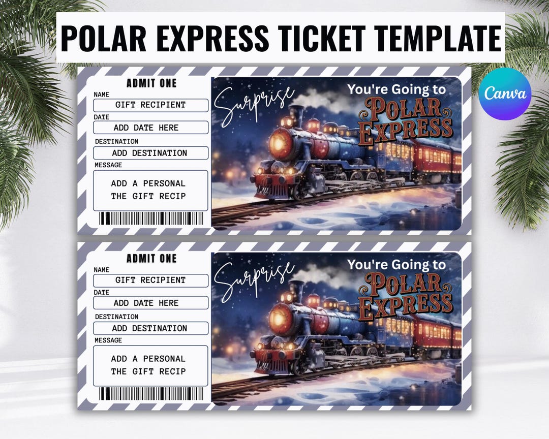 Polar Express Ticket Template, North Pole Adventure Pass, Christmas ...