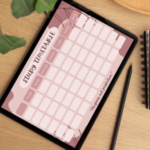 Aesthetic Pink Study Timetable | Printable Weekly Student Planner - Etsy