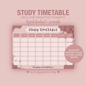 Aesthetic Pink Study Timetable | Printable Weekly Student Planner - Etsy