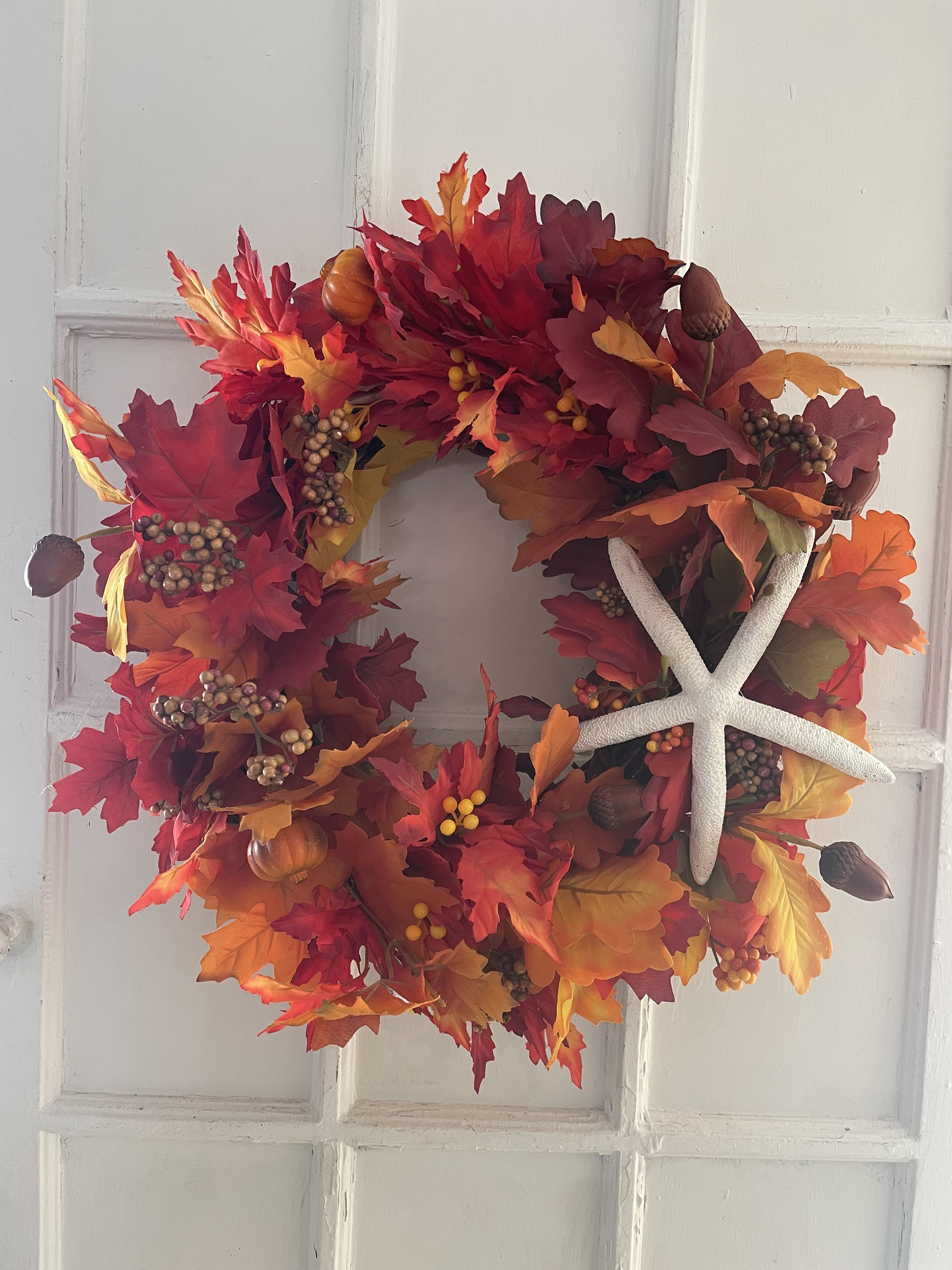 Beachy Fall Wreath-fall Wreath With Starfish-coastal Fall Wreath-fall ...