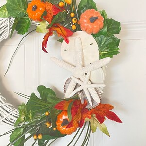 Beach Wreath for Fall-beachy Fall Wreath-starfish Fall Wreath-shells ...