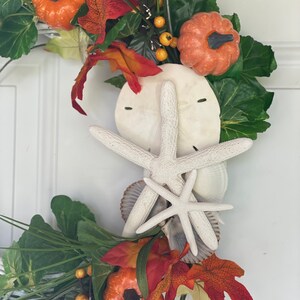 Beach Wreath for Fall-beachy Fall Wreath-starfish Fall Wreath-shells ...