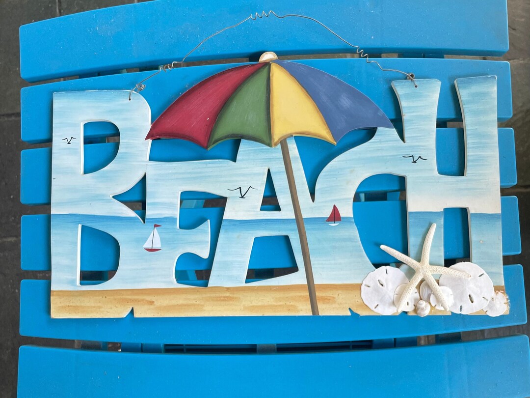 Wood BEACH Sign-painted BEACH Sign-sign for Beach Bar-beach Door Hangar ...
