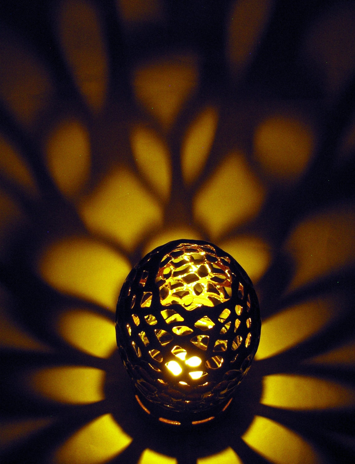 Tri Colored Candle Pot With Geometric Motif, Hand Made, Carved, Lantern ...