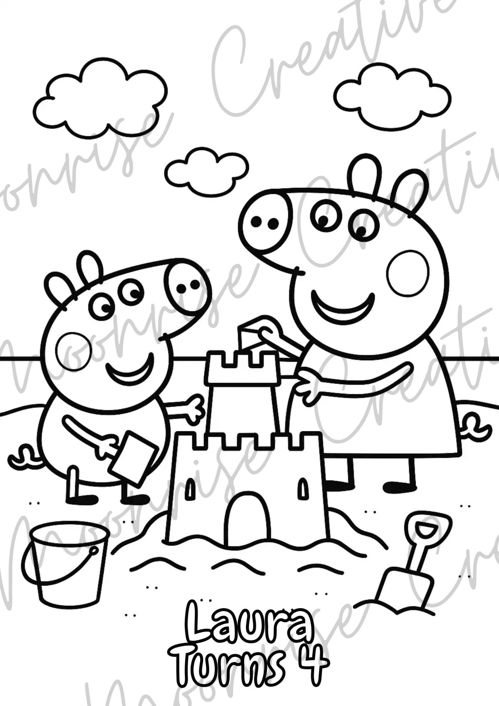 Custom Editable Peppa Pig Activity Coloring Pages Birthday 13 Pages ...