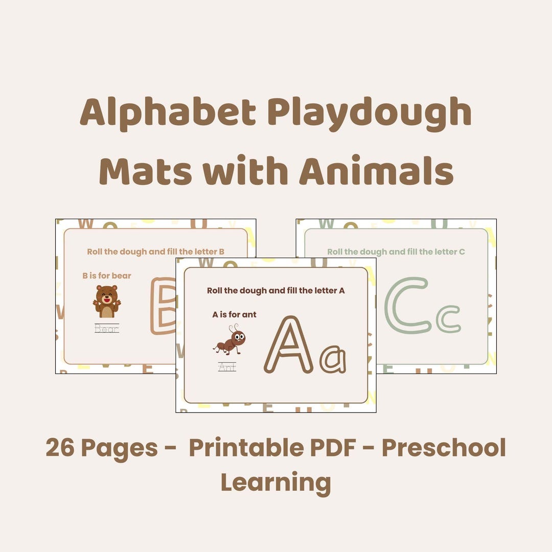 Montessori Alphabet Playdough Mats (A-Z Animals) – Hands-on Preschool ...
