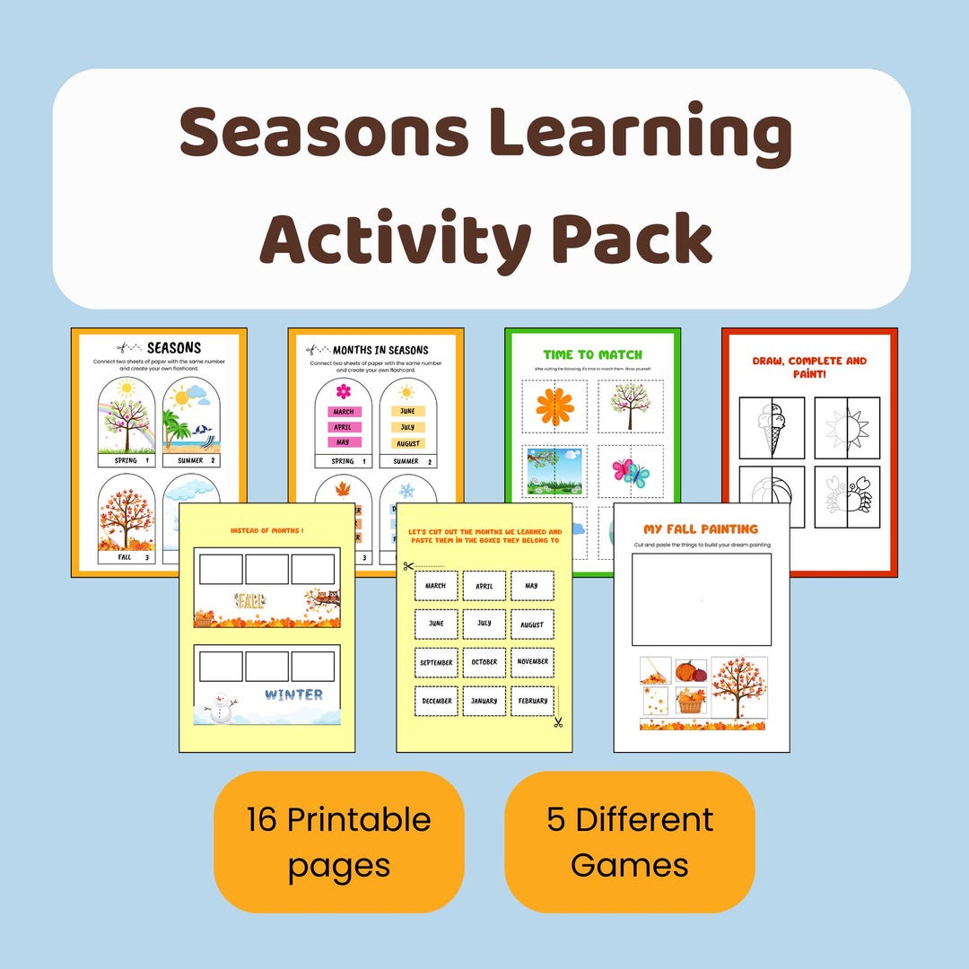 Seasons Printable Activity Pack for Kids – Months and Seasons ...