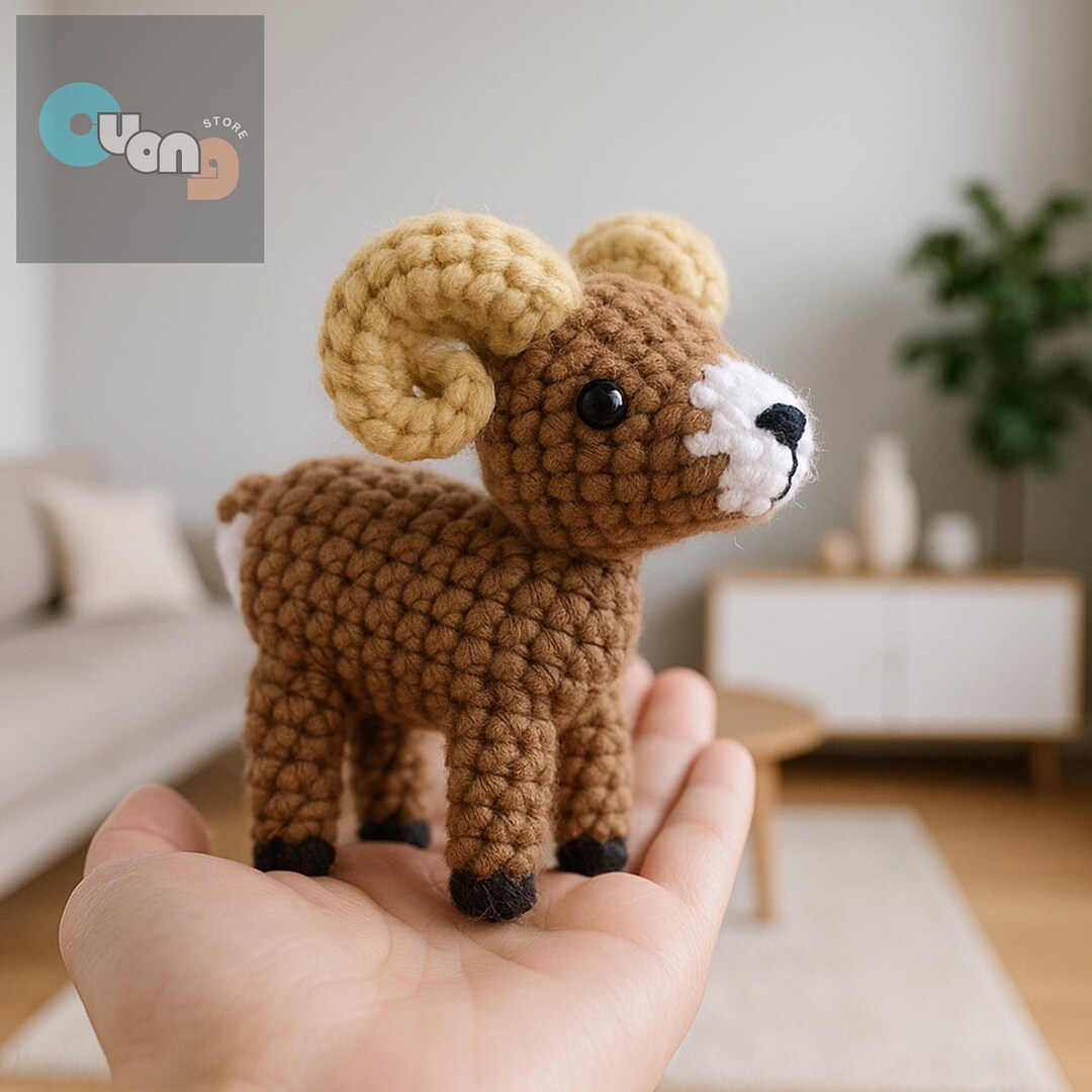 Ram Amigurumi Crochet Pattern PDF – Cute Mountain Sheep Plush DIY ...