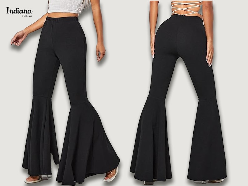Bell Bottom Pants Sewing Pattern | Wide-leg Flared Trousers PDF | Retro ...