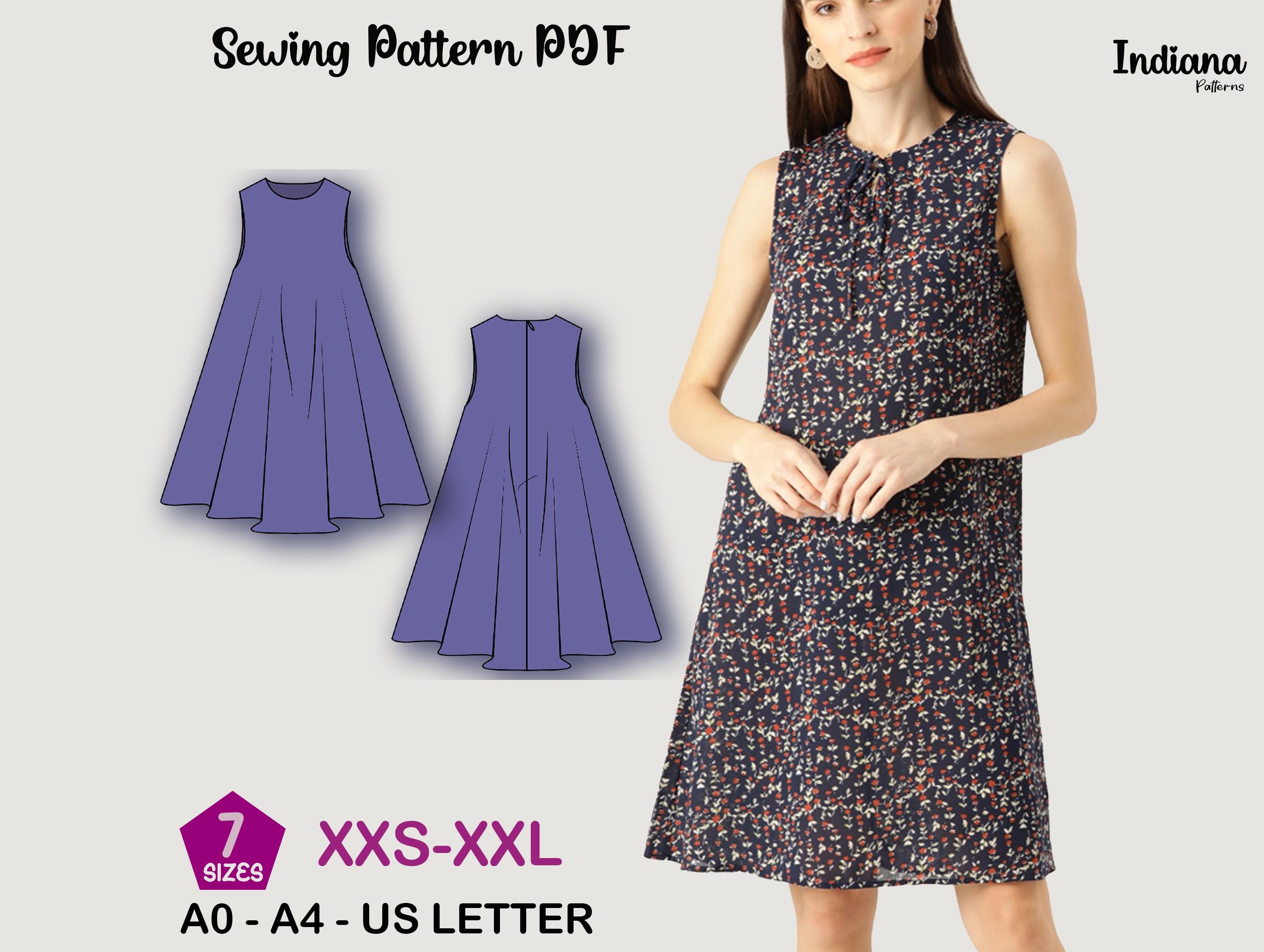 Flair Dress Sewing Pattern PDF | Trapeze Dress Pattern | A-line Summer ...