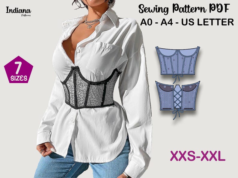 Underbust Corset Sewing Pattern | DIY Adjustable Corset Top PDF ...