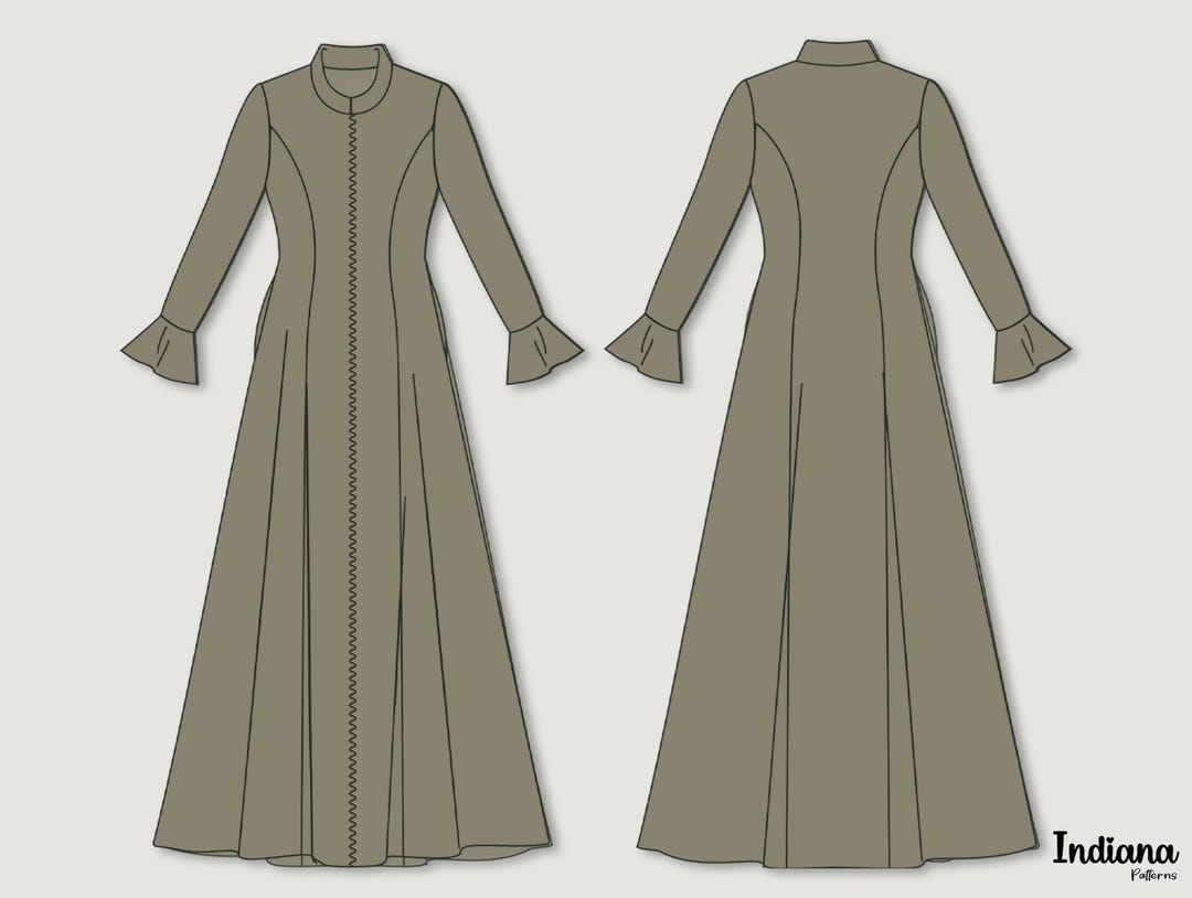 Medieval Cloak Dress Sewing Pattern PDF, Long Flared Coat, Renaissance ...