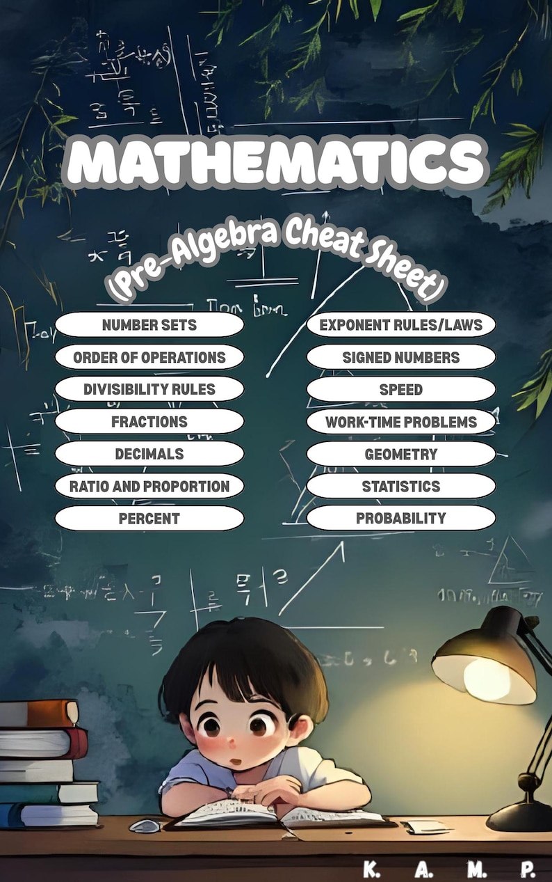 Math Review Materials | Mathematics Cheat Sheet | Pre-algebra Cheat Sheet | 16-page PDF ...