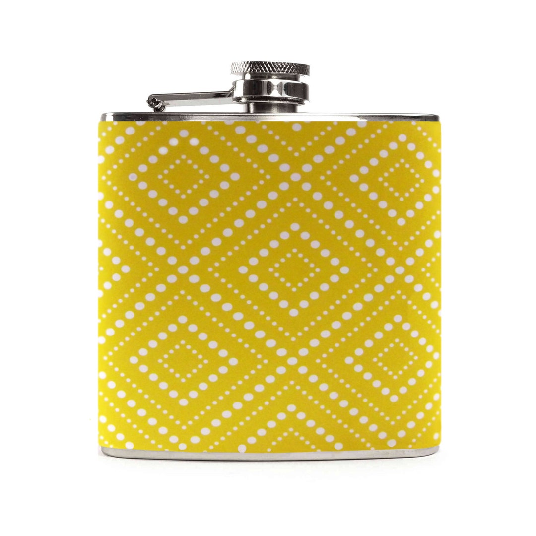 Yellow Flask With Squares Personalized Gift for Women Bridal - Etsy