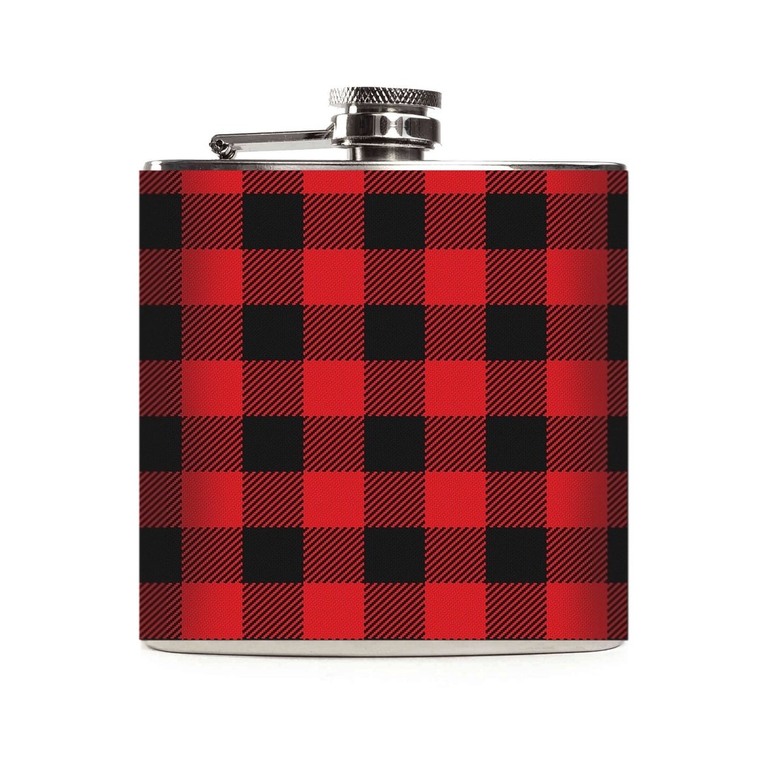 Buffalo Plaid Flask Red and Black Checkered Flask Flask With - Etsy