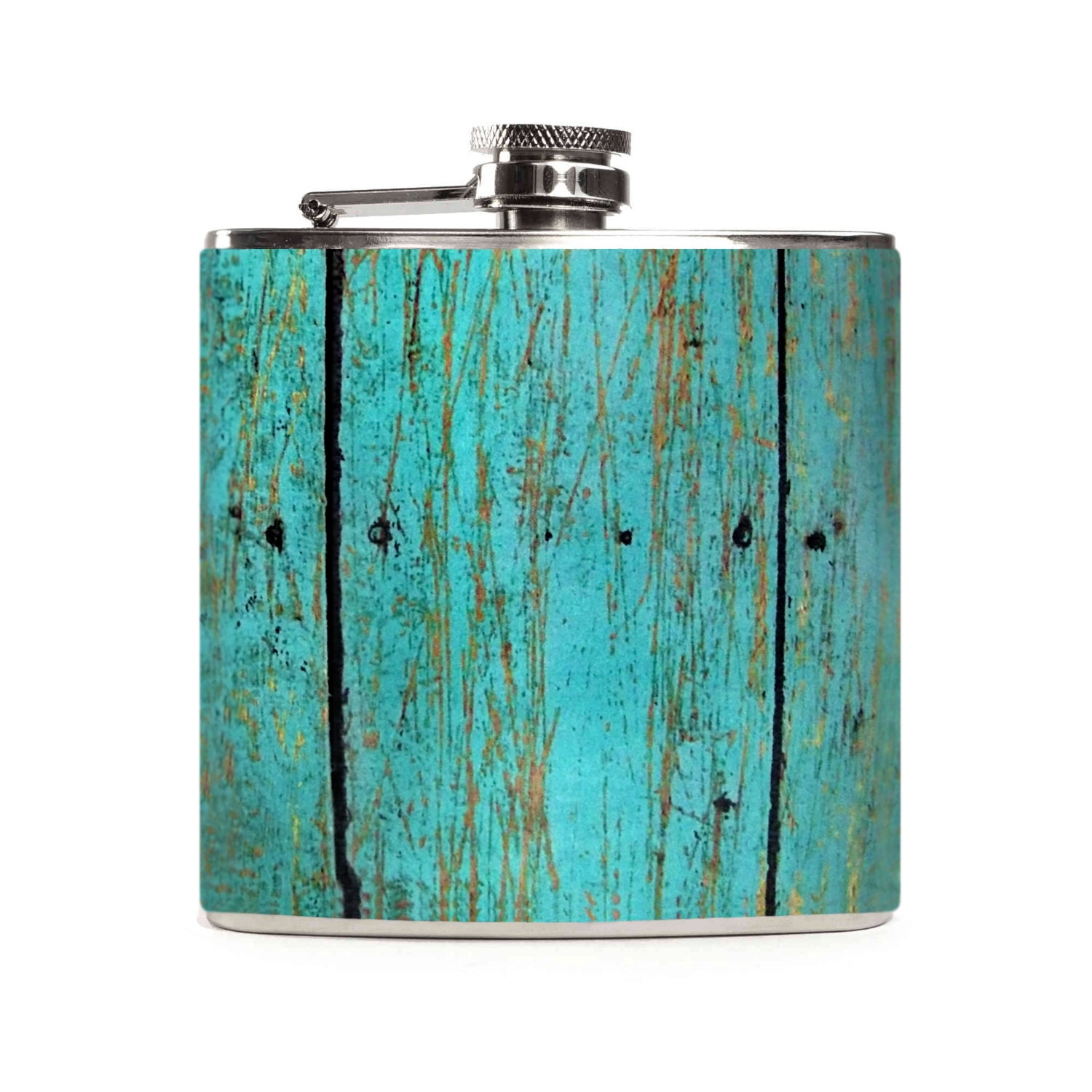 Blue Wood Flask Rustic Wedding Bridesmaids Wooden | Etsy