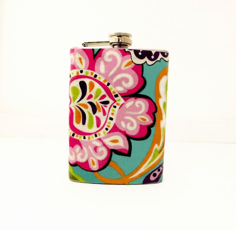 Floral Flask for Women 6 Oz Hip Flask Colorful Flask Blue - Etsy UK