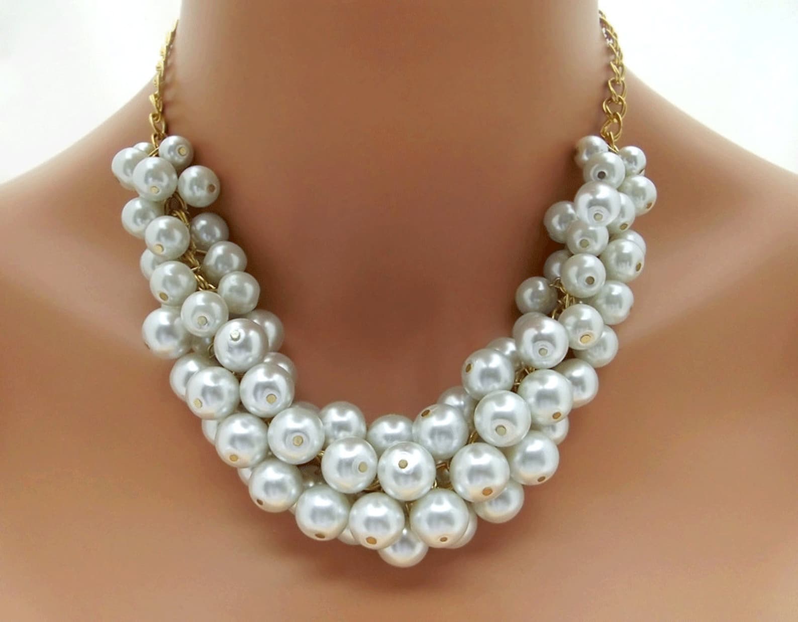 Chunky parelketting witte parelketting grote parelketting - Etsy Nederland