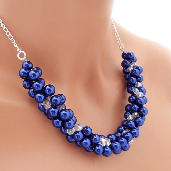 Cobalt Blue Chunky Necklace - Etsy