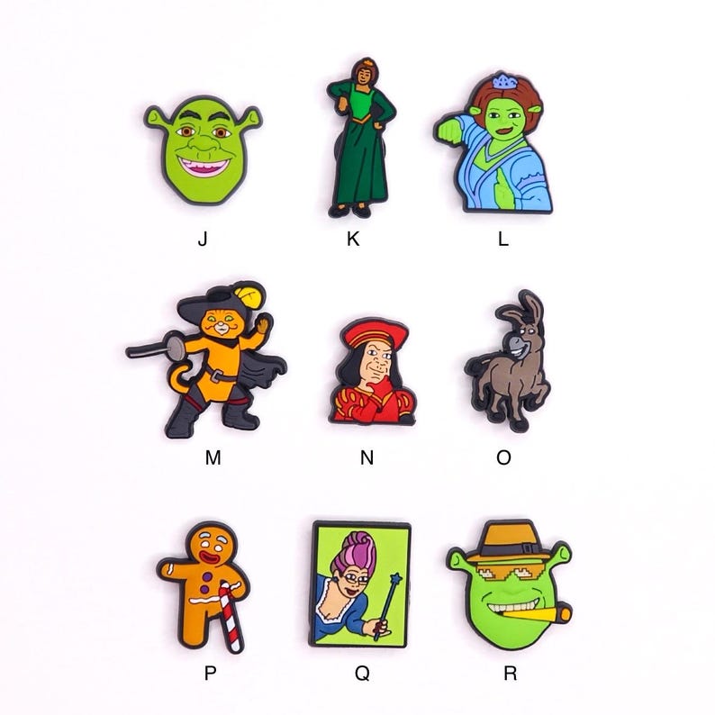 Shrek Ogre Clog Charms - Fiona Gingy Donkey Puss Shoe Charms - Disney ...