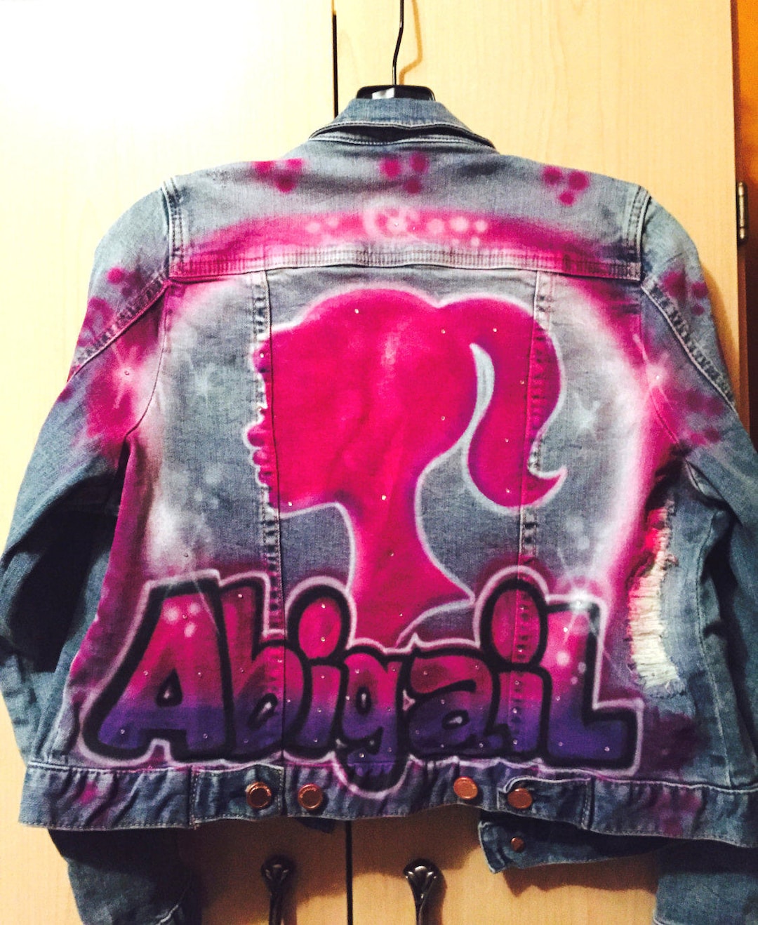 Girl's Airbrushed Jean Jacket - Etsy