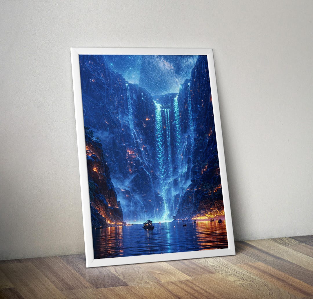 Celestial Waterfall — Waterfall Poster | Landscape Decor | Space Poster ...