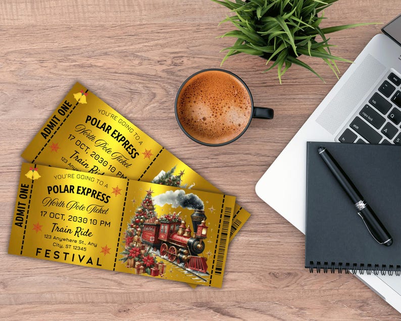 Polar Express Ticket Template | Kids Holiday Pass, Magical Train Ride ...