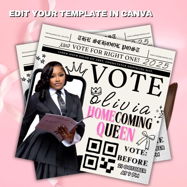 Homecoming Queen Campaign Flyer | Editable School Election Template ...