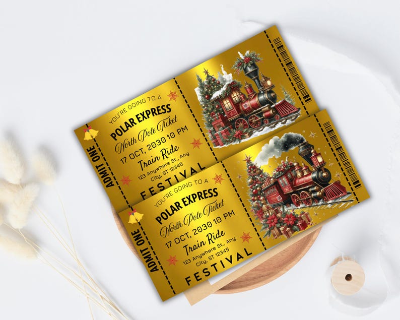 Polar Express Ticket Template | Kids Holiday Pass, Magical Train Ride ...