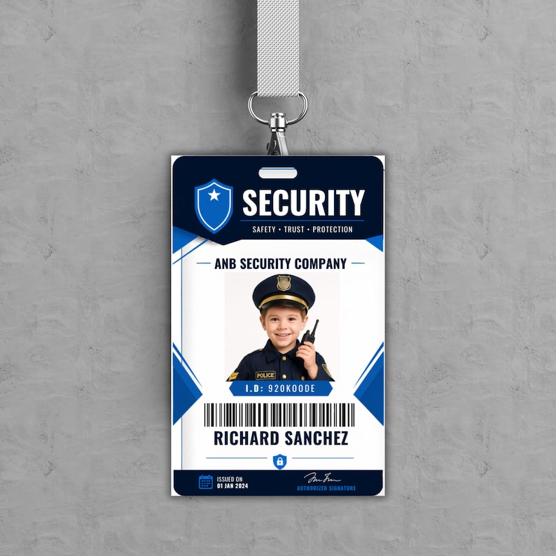 Editable Security Guard ID Badge Template, Professional Employee ...