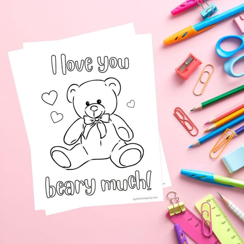 Beary Cute Coloring Pages Teddy Bear, PNG, Coloring Page Happy Bears ...