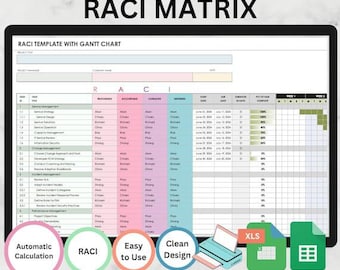 RACI Matrix Spreadsheet, Task Assignment, Project Management Role ...